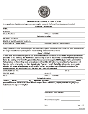 Fillable Online SUBMETER RE-APPLICATION FORM Fax Email Print - pdfFiller