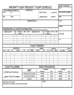 Fillable Online gacc nifc AIRCRAFT FLIGHT REQUEST / FLIGHT SCHEDULE Fax ...