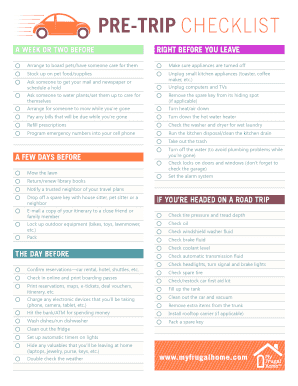 Fillable Online pre-trip checklist - My Frugal Home Fax Email Print ...