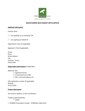 Fillable Online WILDFLOWER SEED GRANT APPLICATION - Wildlife ...