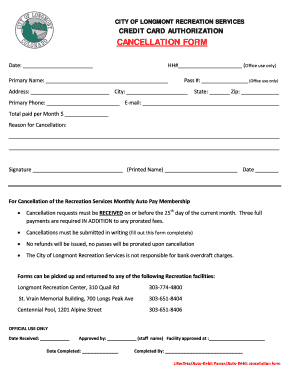 Fillable Online CANCELLATION FORM Fax Email Print - pdfFiller