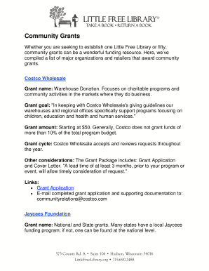 Fillable Online Community Grants - Little Free Library Fax Email Print ...