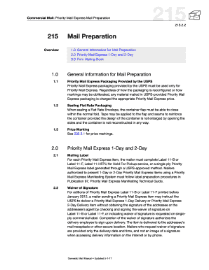 Fillable Online pe usps DMM 215 Priority Mail Express Mail Preparation ...