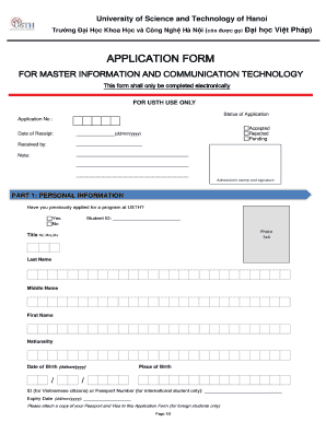 Fillable Online application form - ICT Department of USTH Fax Email ...