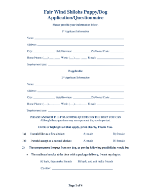Fillable Online Puppy-Application-Questionnaire - Fair Wind Shilohs Fax ...