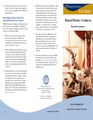 Fillable Online ct Funeral Service Contracts: Facts for Consumers Fax ...