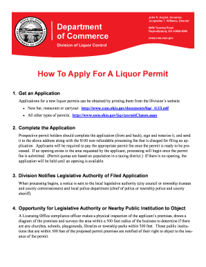 Fillable Online How To Apply For A Liquor Permit Department of Commerce ...