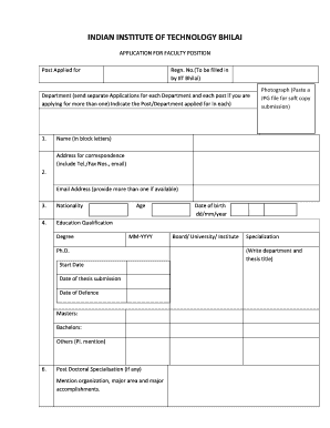 Fillable Online Indian Institute of Technology Bhilai - IIT Bhilai Fax ...