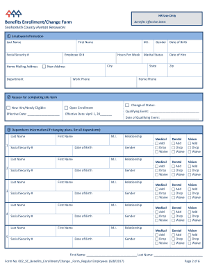 Fillable Online Benefits Enrollment/Change Form Fax Email Print - pdfFiller