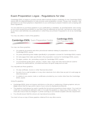 Fillable Online Exam Preparation Logos - Regulations for Use Fax Email ...