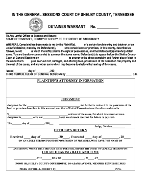 Fillable Online IN THE GENERAL SESSIONS COURT OF SHELBY COUNTY ... Fax ...