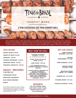 Fillable Online TAKEOUT MENU Fax Email Print - pdfFiller