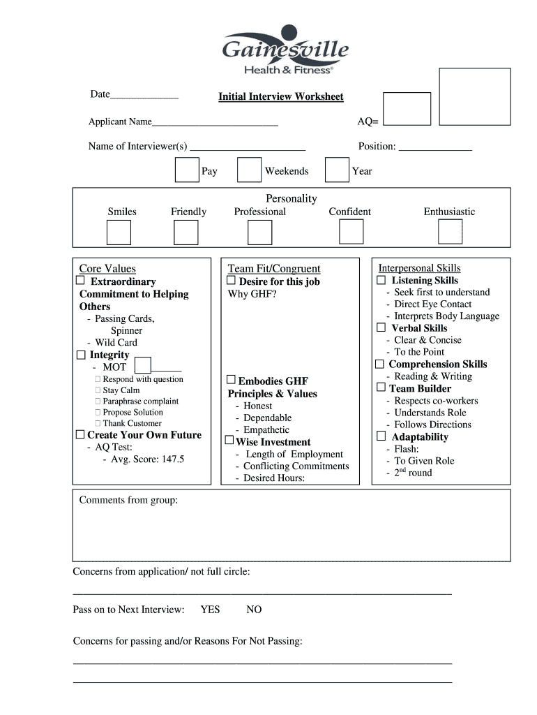 Fillable Online Initial Interview Worksheet Fax Email Print - pdfFiller