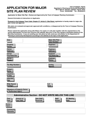 Fillable Online Fillable APPLICATION FOR MAJOR SITE PLAN REVIEW Fax Email Print - pdfFiller