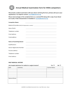 Fillable Online Annual Medical Examination form (Sept 2016 version).doc ...