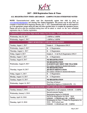 Fillable Online ALL REGISTRATION TIMES ARE 8:00AM 12:00PM UNLESS ...