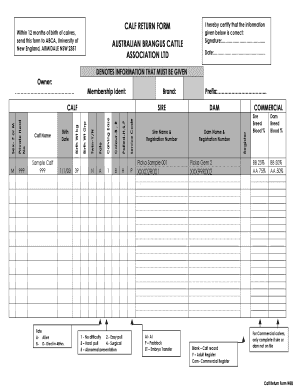 Fillable Online CALF RETURN FORM Fax Email Print - pdfFiller