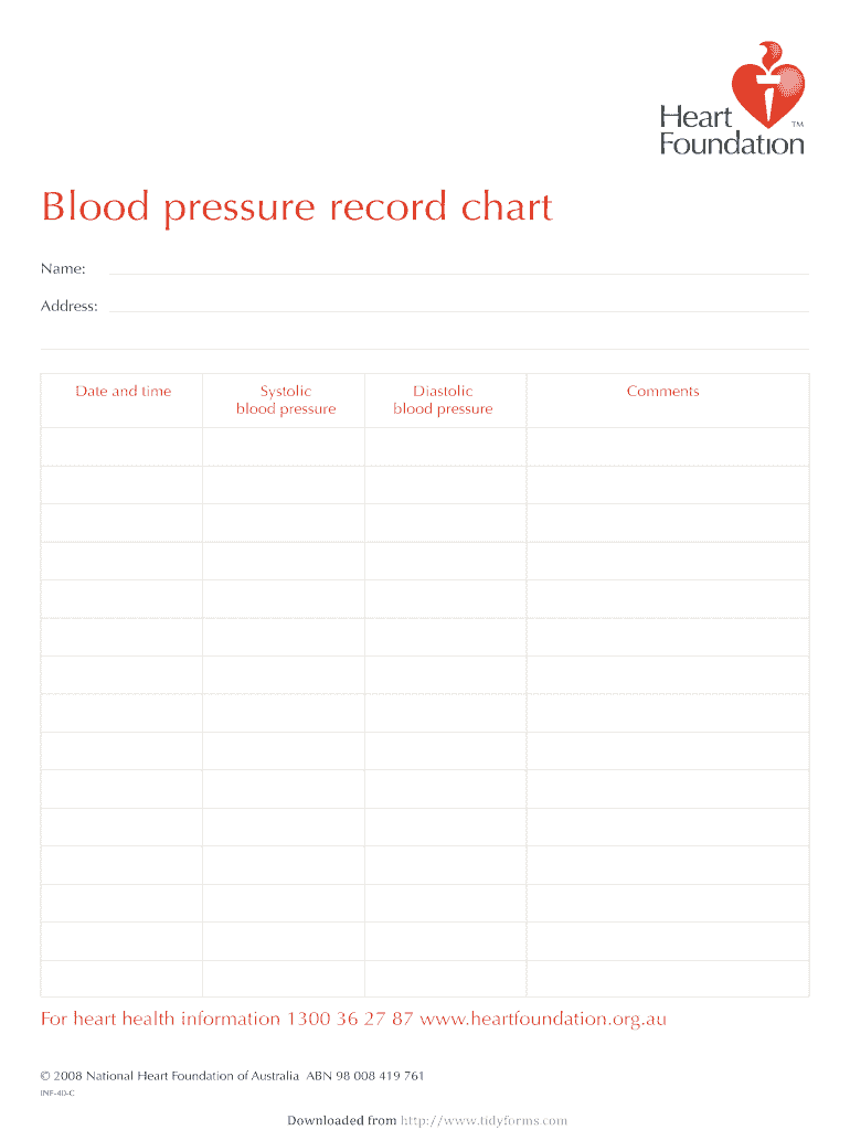 Fillable Online Blood pressure record chart - TidyForm Fax Email Print ...