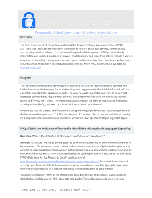 Fillable Online Frequently Asked Questions - Disclosure Avoidance Fax ...