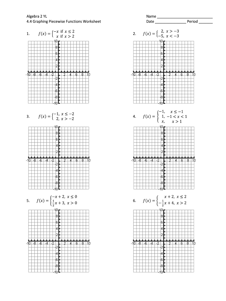 Linear Piecewise Functions Worksheet Fill Online Printable Fillable