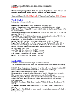 Fillable Online Fillable gINT Mn/DOT template data entry procedures Fax ...