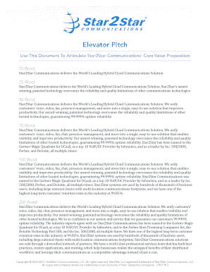 Fillable Online Elevator Pitch Fax Email Print - pdfFiller