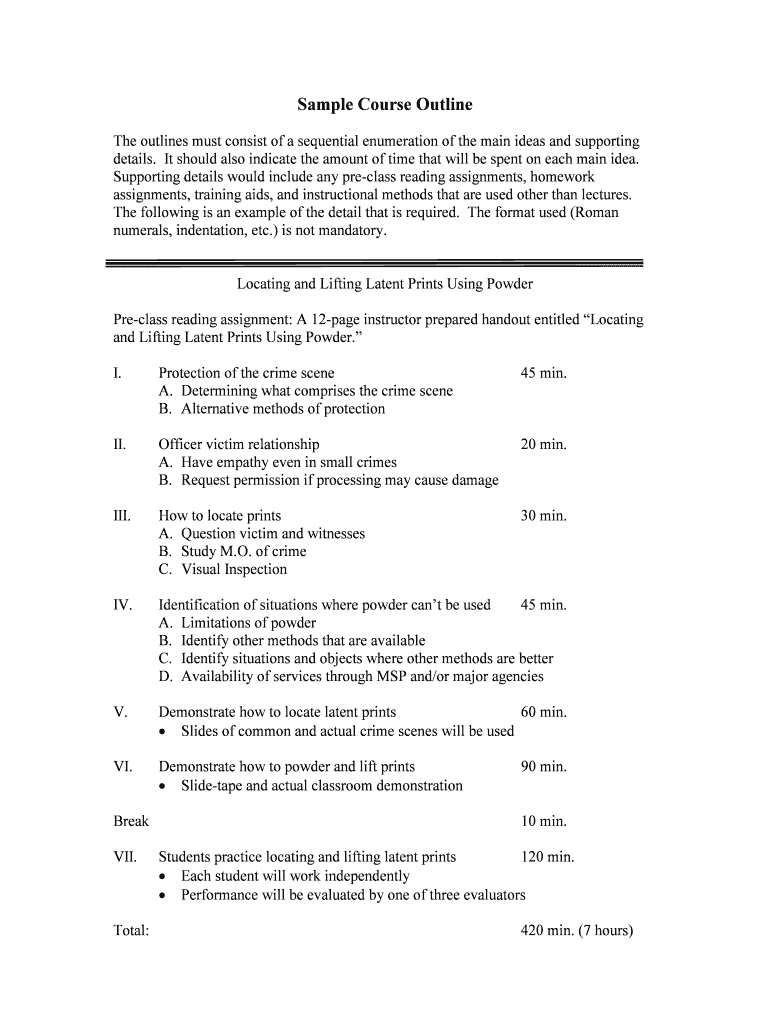 Fillable Online Sample Course Outline Fax Email Print - pdfFiller