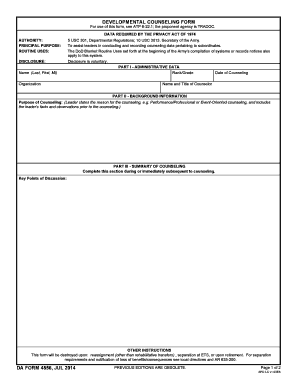 Fillable Online DA FORM 4856 Developmental Counseling Form - Army ...
