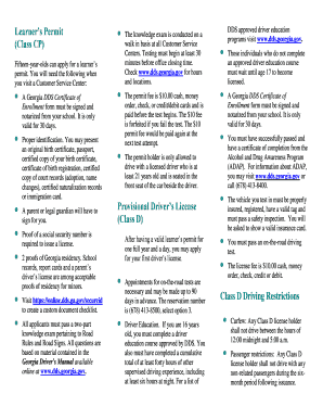 Fillable Online Class CP Learner's Permit Fax Email Print - pdfFiller