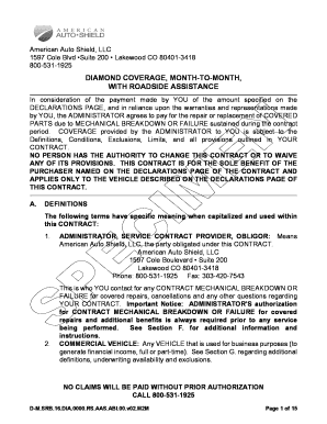 Carshield Diamond Coverage - Fill Online, Printable, Fillable, Blank ...