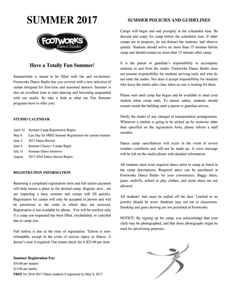 Fillable Online SUMMER POLICIES AND GUIDELINES Fax Email Print - pdfFiller