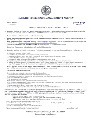 Fillable Online EMERGENCY RELEASE NOTIFICATION FACT SHEET Fax Email ...