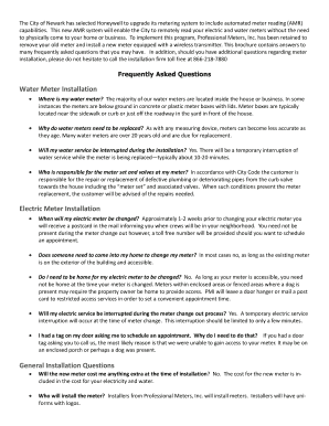Fillable Online Water Meter Installation Electric Meter Installation ...