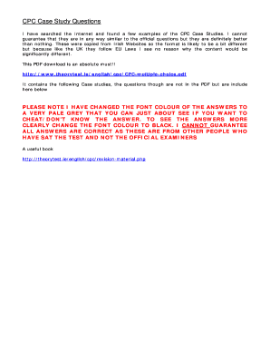 Fillable Online CPC Case Study Questions Fax Email Print - pdfFiller