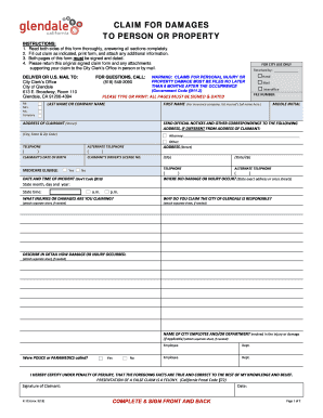 Fillable Online CLAIM FOR DAMAGES TO PERSON OR PROPERTY Fax Email Print ...