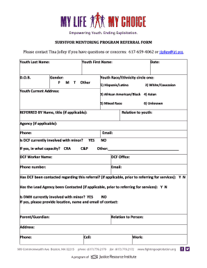 Fillable Online Survivor Mentor Referral Form.docx Fax Email Print - pdfFiller