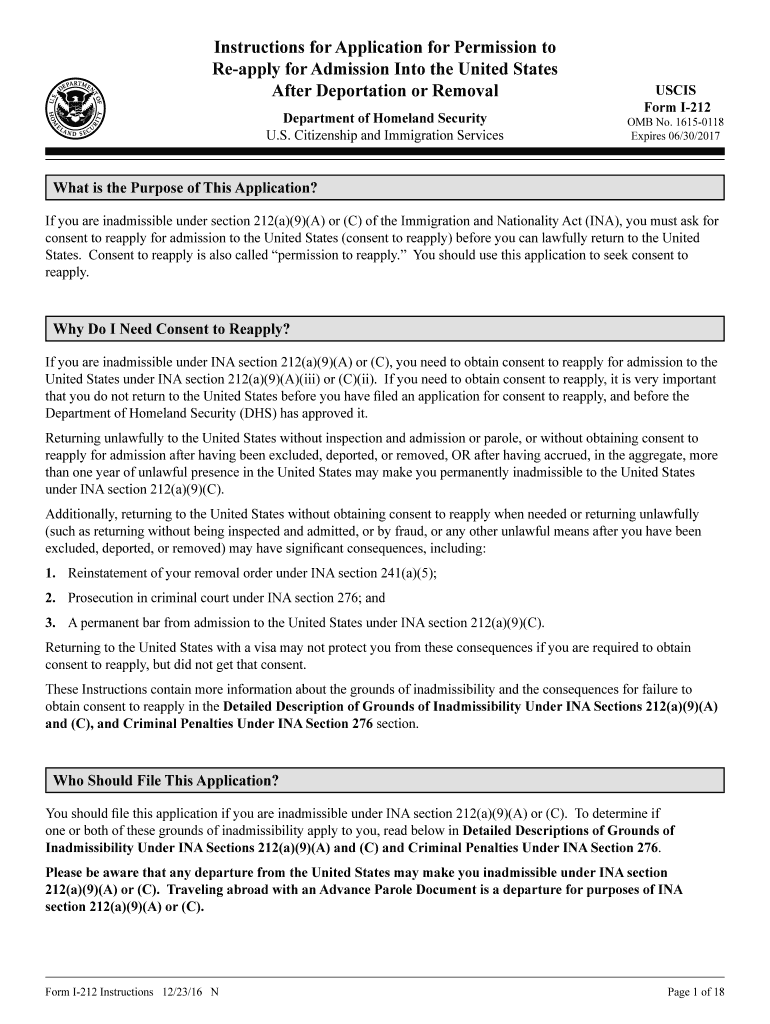 Fillable Online Instructions for Form I-212 Fax Email Print - pdfFiller