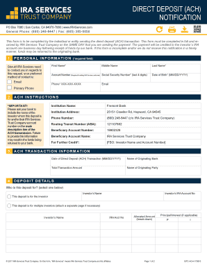 Fillable Online Direct Deposit ACH Notification. Direct Deposit ACH ...