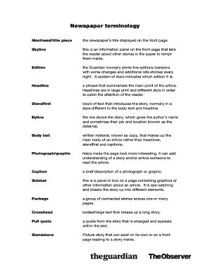 Fillable Online Newspaper terminology Fax Email Print - pdfFiller