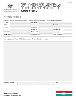 Fillable Online Application to Withdraw Infringement Notice ...