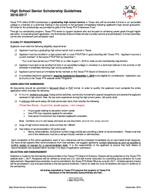 Fillable Online High School Senior Scholarship Guidelines Fax Email ...