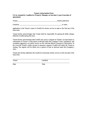Fillable Online Tenant Authorization Form Fax Email Print - pdfFiller