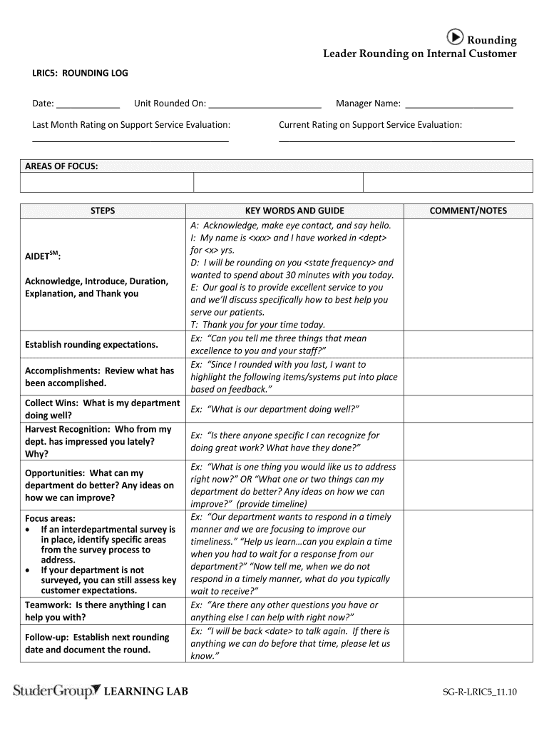 Fillable Online Leader Rounding on Patients Fax Email Print - pdfFiller