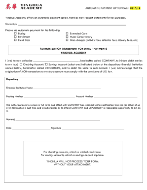 Fillable Online ACH Sample Authorization Agreement Direct Payments Fax ...