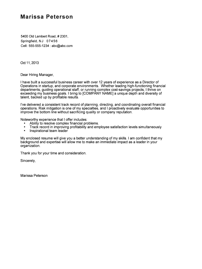 Fillable Online Susie Sample cover letter.docx Fax Email Print - pdfFiller