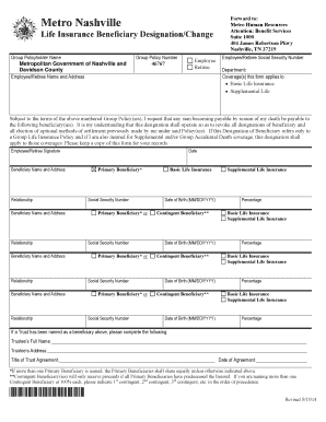 Fillable Online Fillable Life Insurance Beneficiary Form Fax Email ...