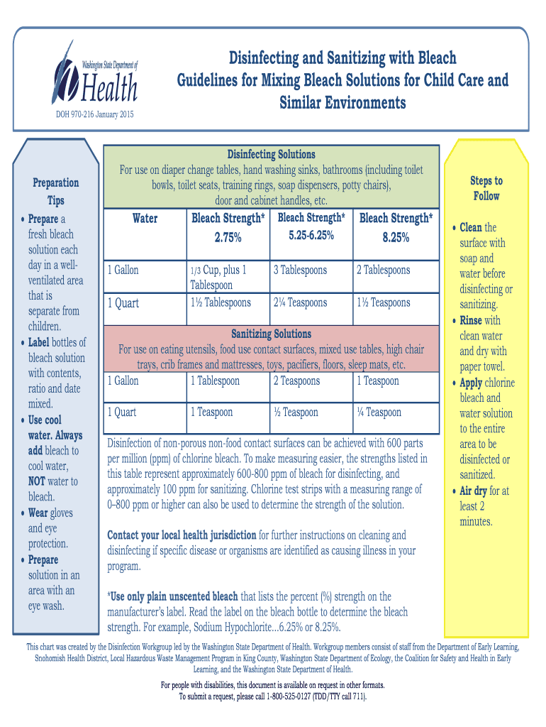 Fillable Online Disinfecting and Sanitizing with Bleach Guidelines for ...