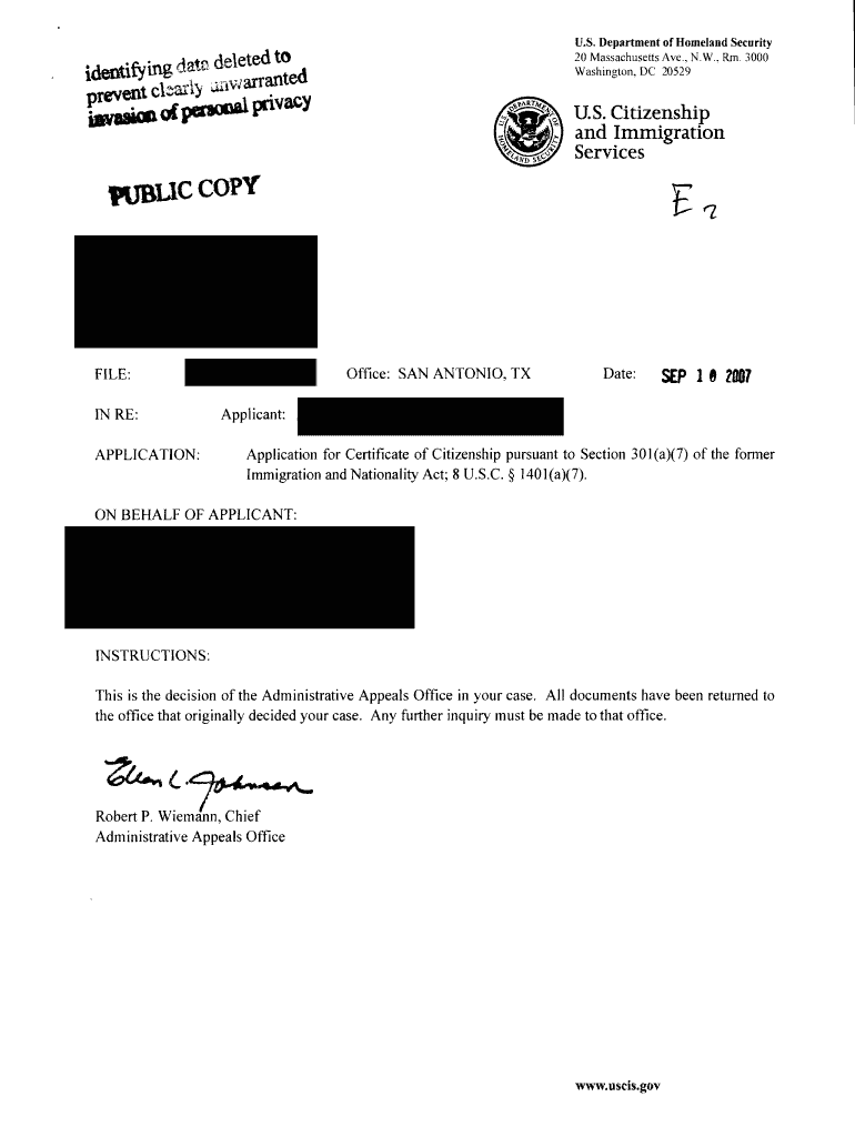 Fillable Online Application for Certificate of Citizenship - USCIS Fax ...