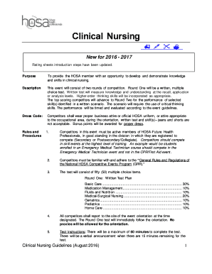 Fillable Online hosa Rating sheets introduction steps have been updated ...