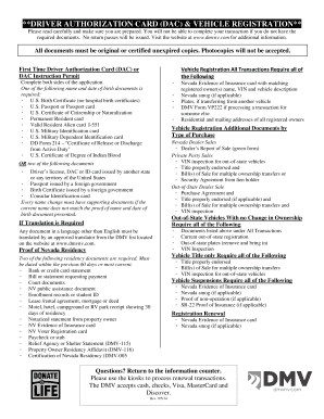 Fillable Online Fillable DAC and Vehicle Registration Requirements Fax ...